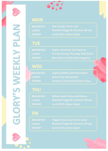 Weekly Menu Planner Template Word