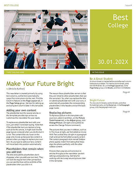 Newsletter Front Page Layout