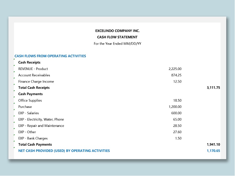 Monthly Cash Flow Statement