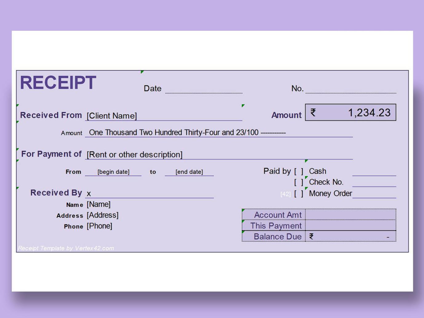 Microsoft Excel Receipt Template