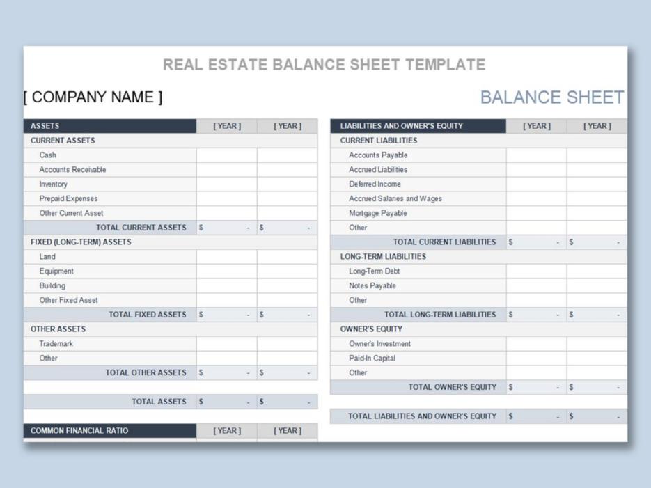 Balance Sheet Format In Excel