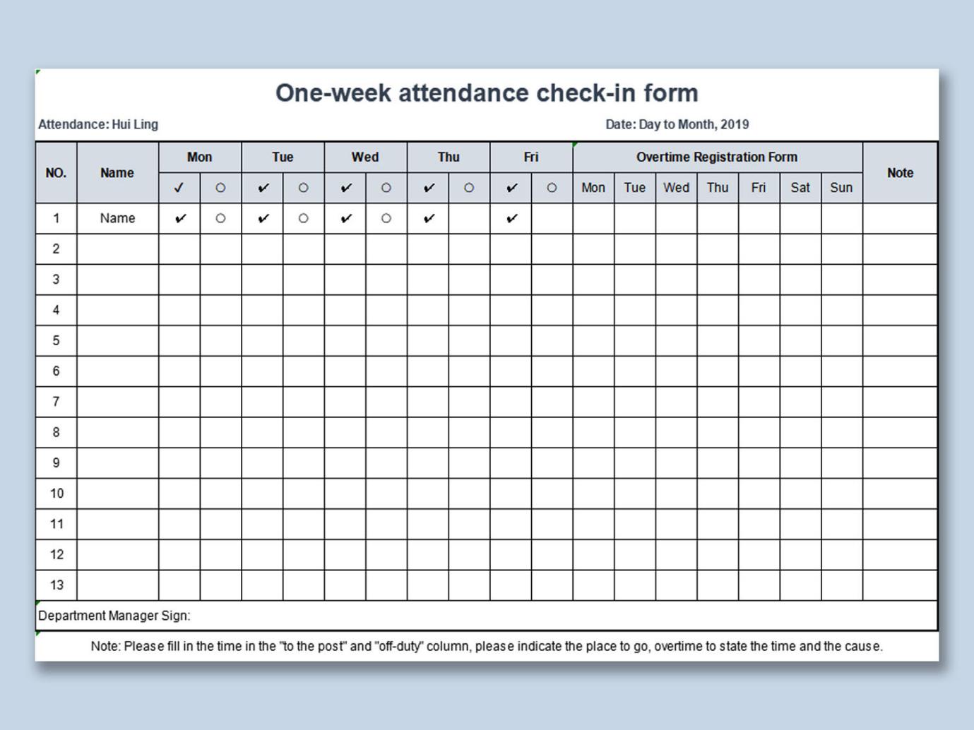 Monthly Attendance Sheet