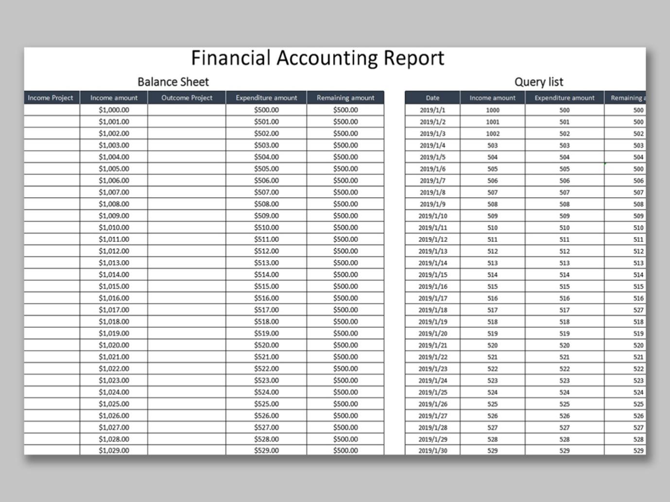Project Finance Excel Templates