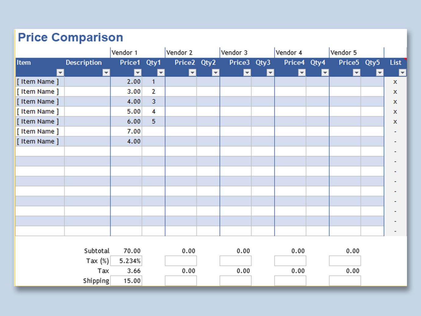 9 Free Download Vendor Price Comparison Template Excel | WPS Office Academy