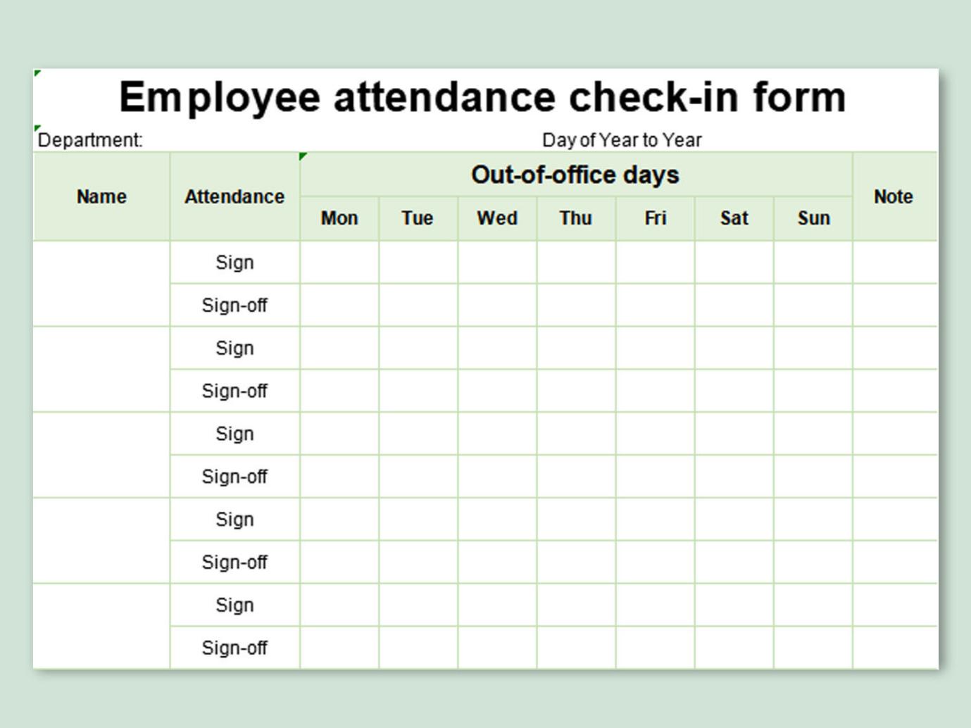 Employee Attendance Sheet
