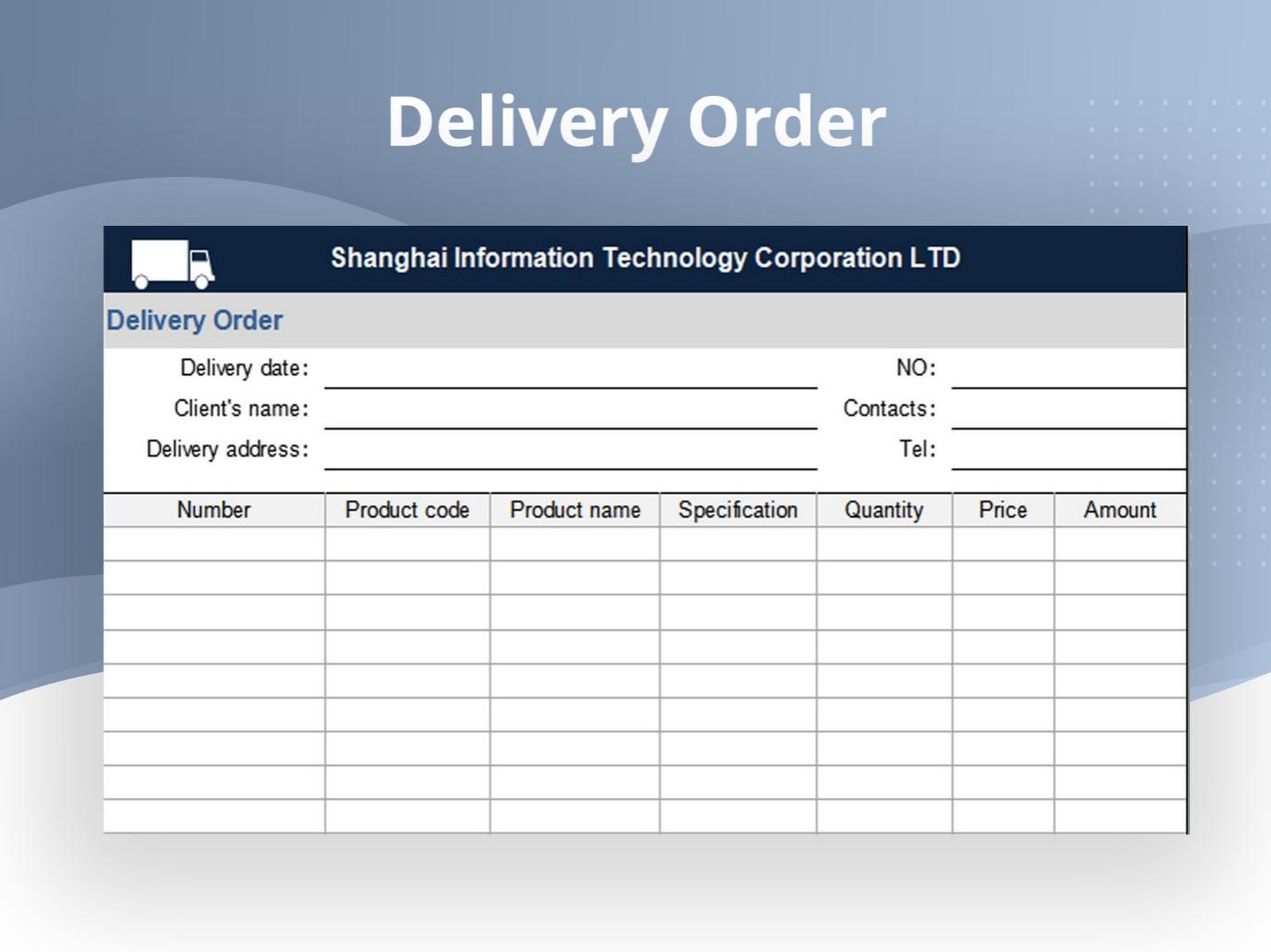 Order Form Excel Template