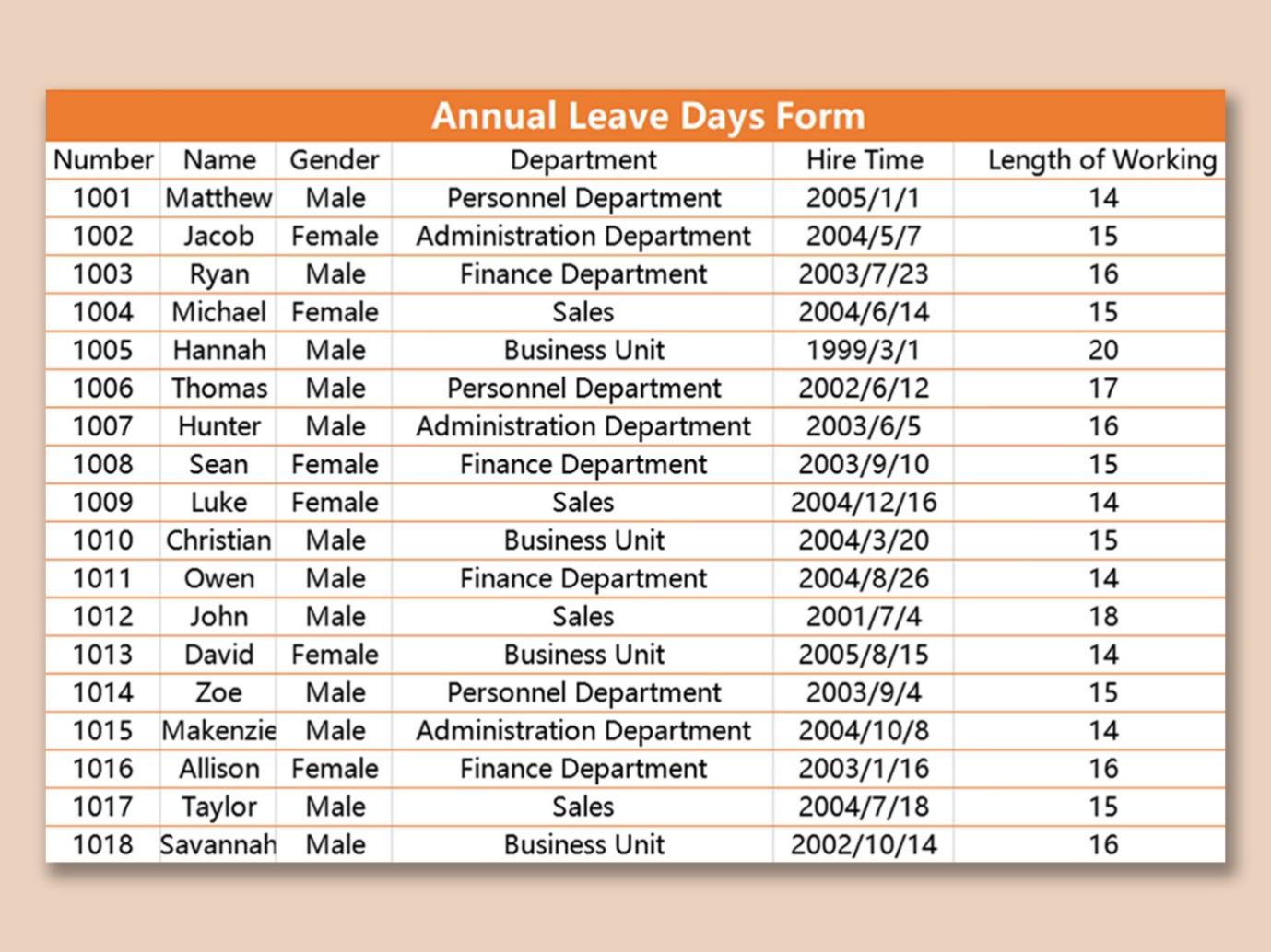 Leave Calculator Excel Template
