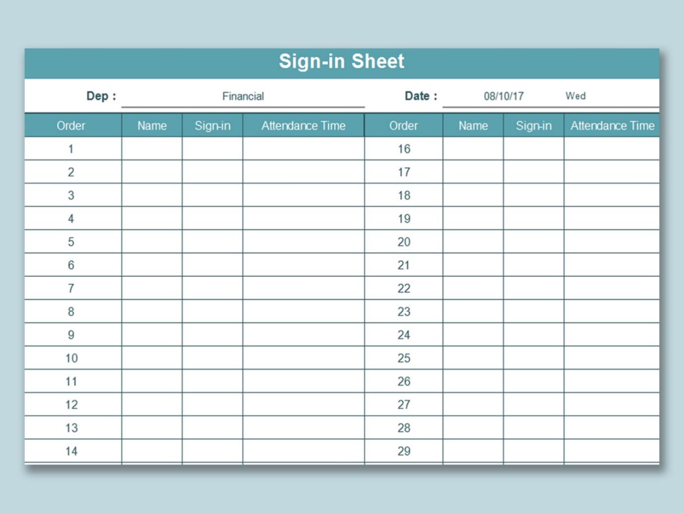 Excel Format Template