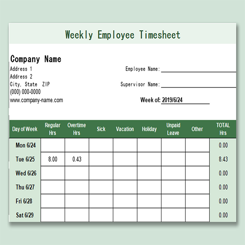 Semi Monthly Timesheet Template Excel