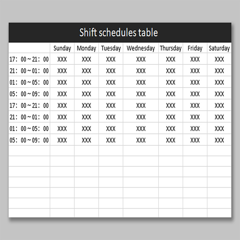 Excel Shift Schedule Template