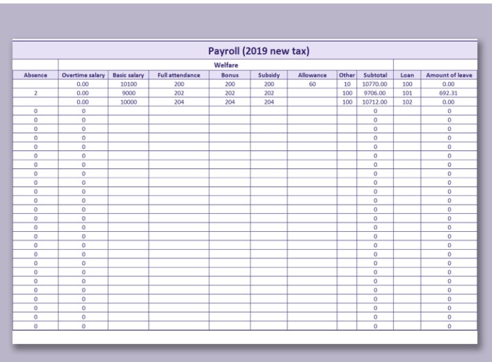 Excel Tax Template