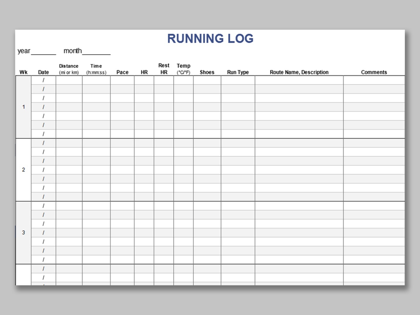 Excel Log Sheet Template