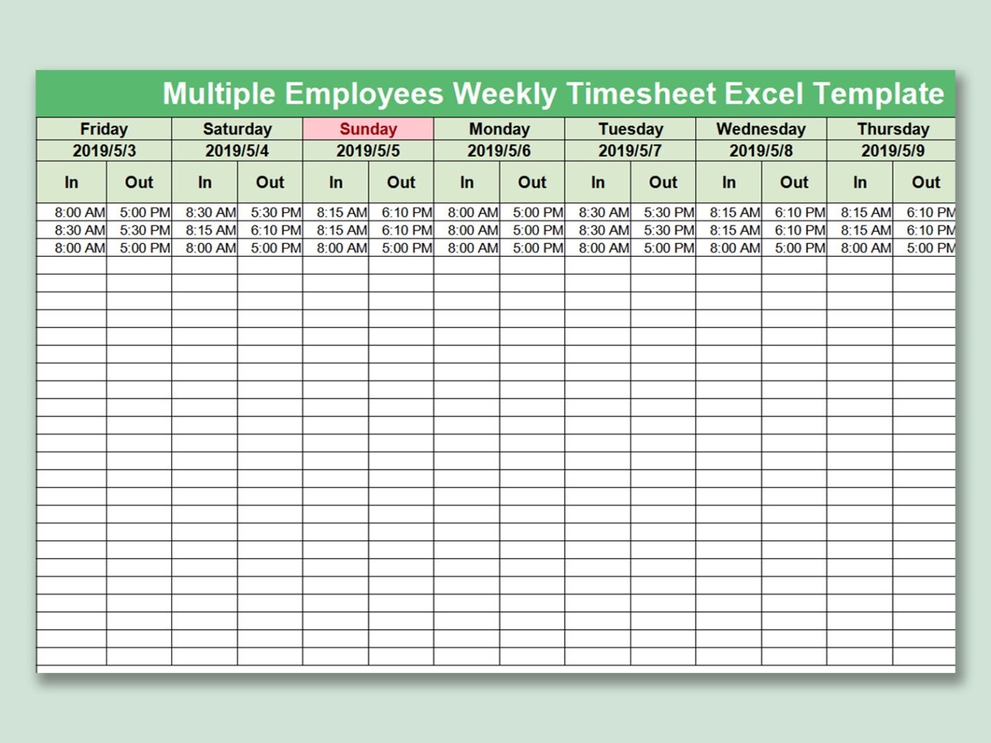 Excel Flexi Timesheet Template