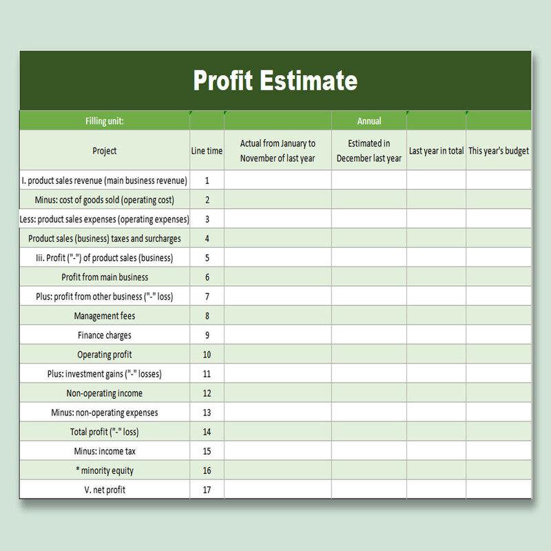Excel Estimating Template