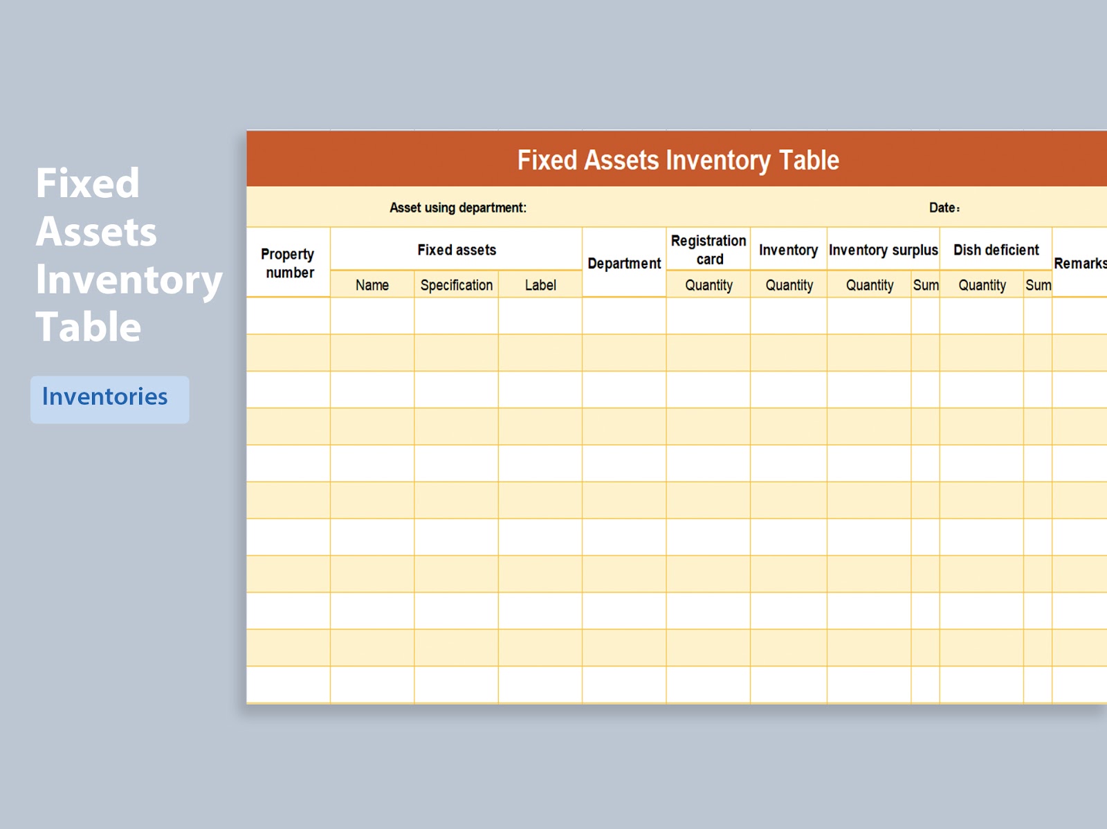 Excel Inventory Worksheet