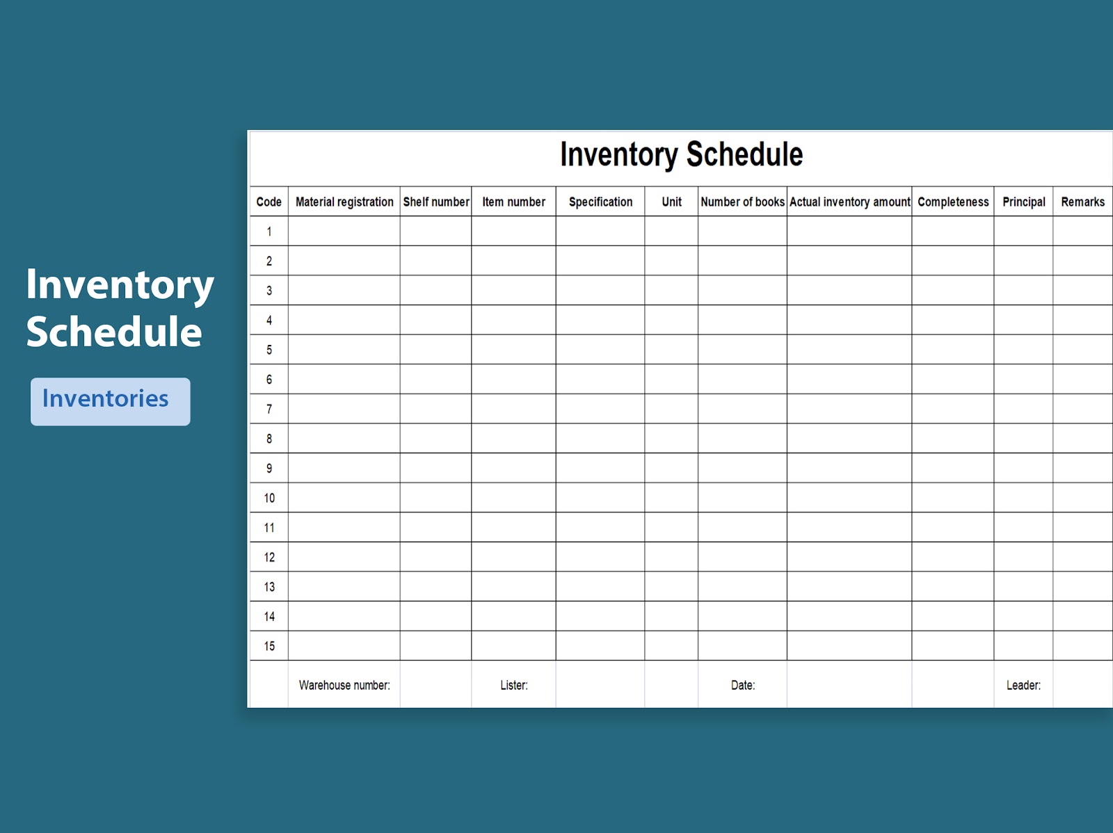 Inventory List Excel Template