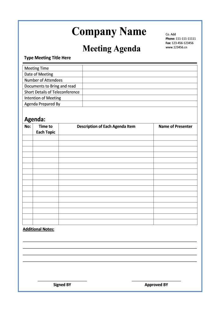 Standard Minutes Of Meeting Format
