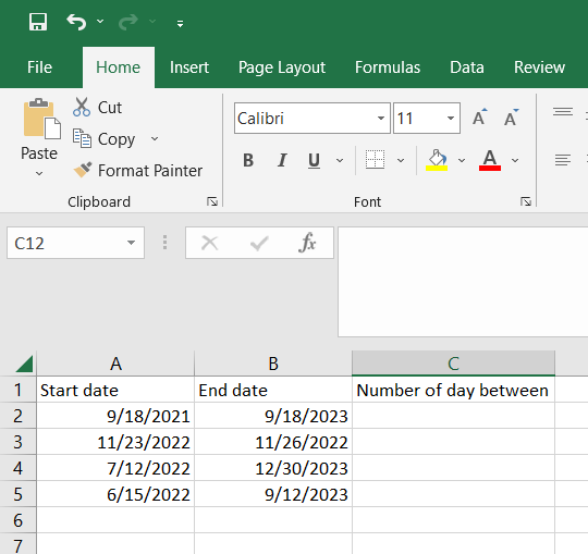 Calculating The Number Of Days Between Two Dates In Excel Get The
