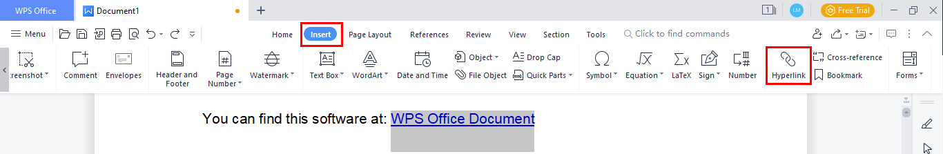 How to Create a Hyperlink in Word Using WPS Office