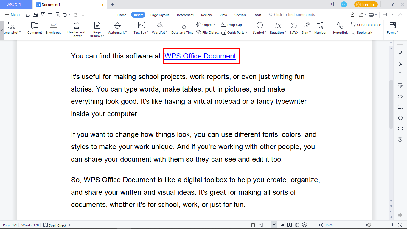 How to Create a Hyperlink in Word Using WPS Office