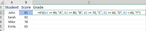 How to Use IFS Function in Excel: Easy Steps