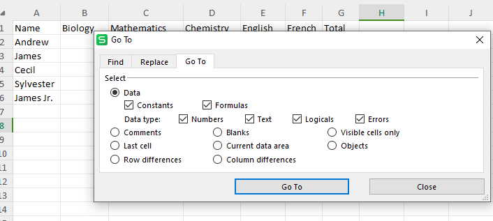 How to search in Excel