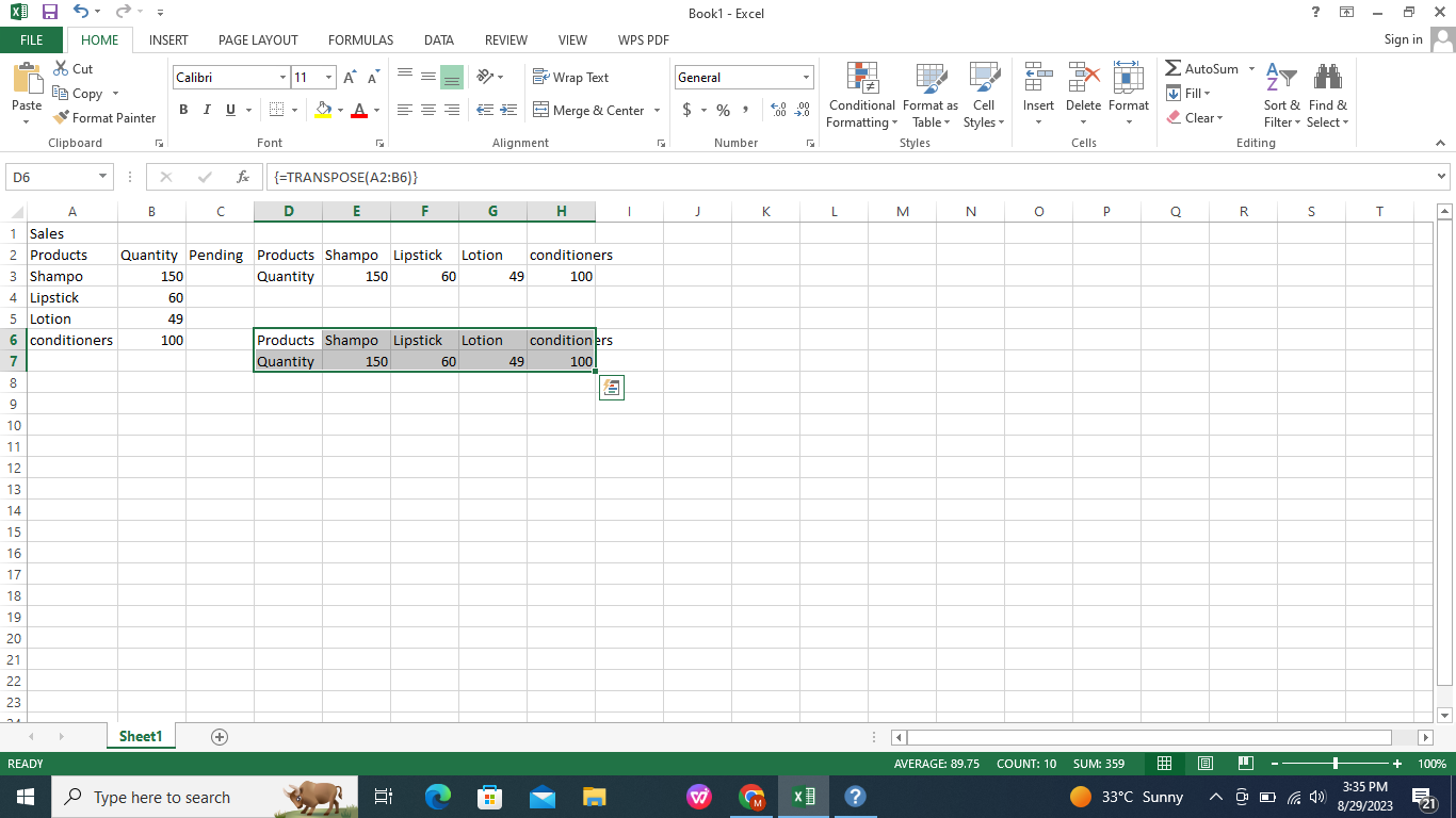 How to Use TRANSPOSE Function in Excel (An Easy Way)