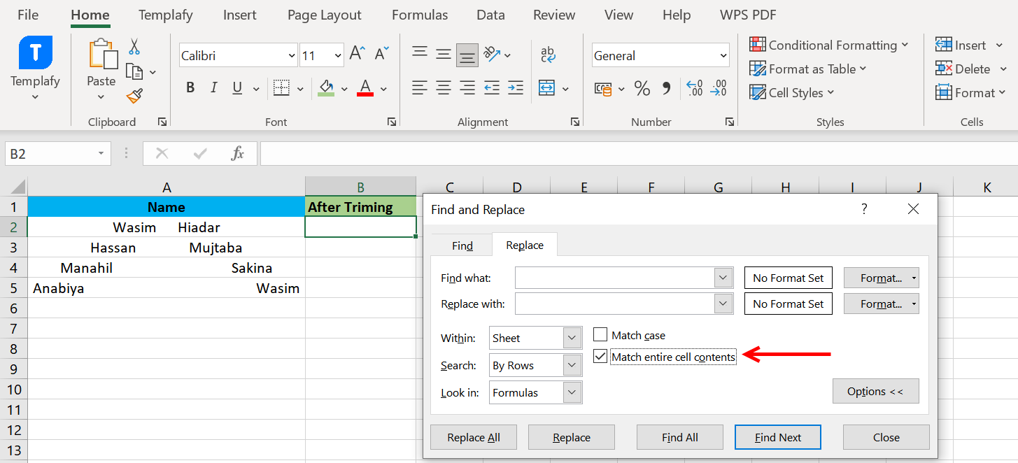 How to Use Excel Trim Function in WPS Spreadsheet (Step-by-Step)