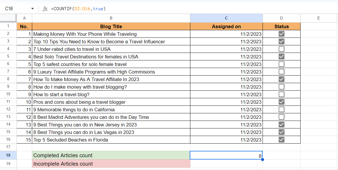 How to Count Checkboxes in Google Sheets (Easy & Fast)