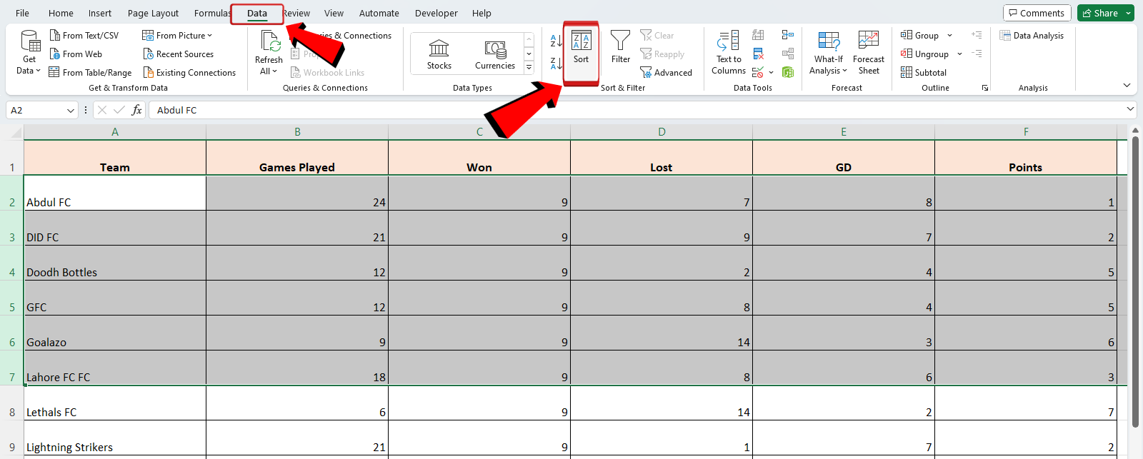How to Sort an Excel Spreadsheet (3 Easy Ways)