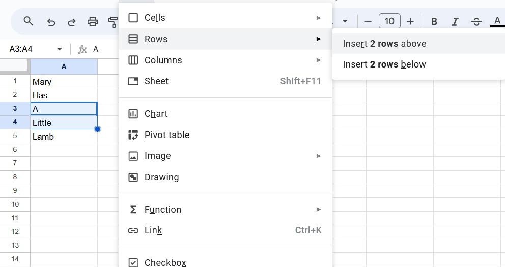 How to Use the Google Sheets Insert Row Shortcut