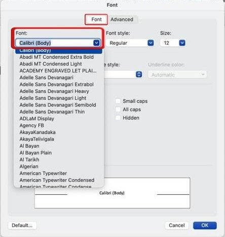 How to Change Default Font in Microsoft Word from Aptos to Calibri or Other Fonts?