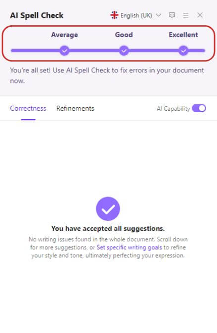 Enable AI Grammar Checker in Word: WPS AI Spell Check