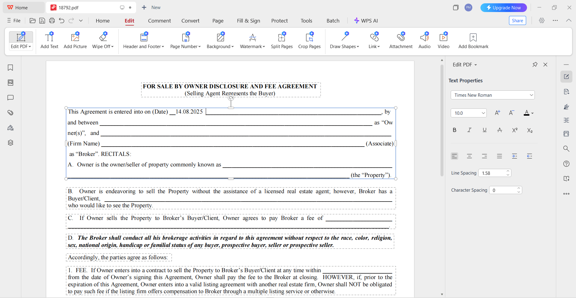 Real Estate Contract for Sale by Owner