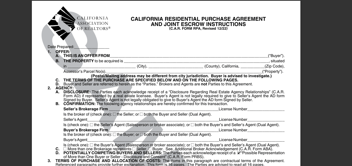 Real Estate Contract for Sale by Owner