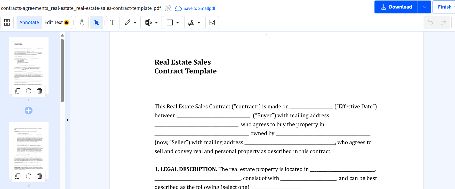 Real Estate Contract for Sale by Owner