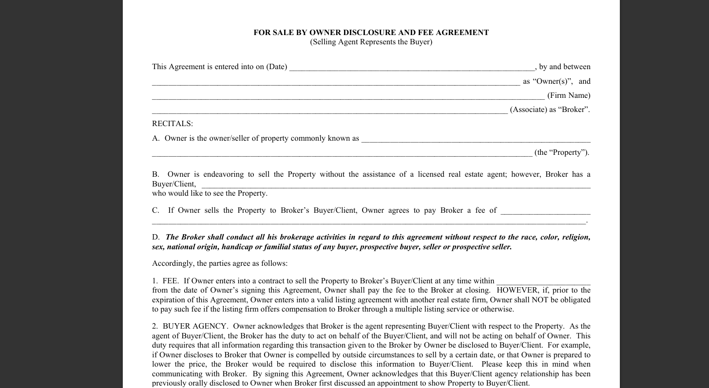 Real Estate Contract for Sale by Owner